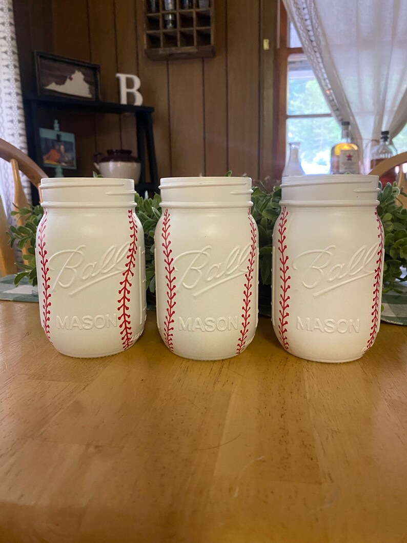 Baseball Mason Jar Set - Etsy