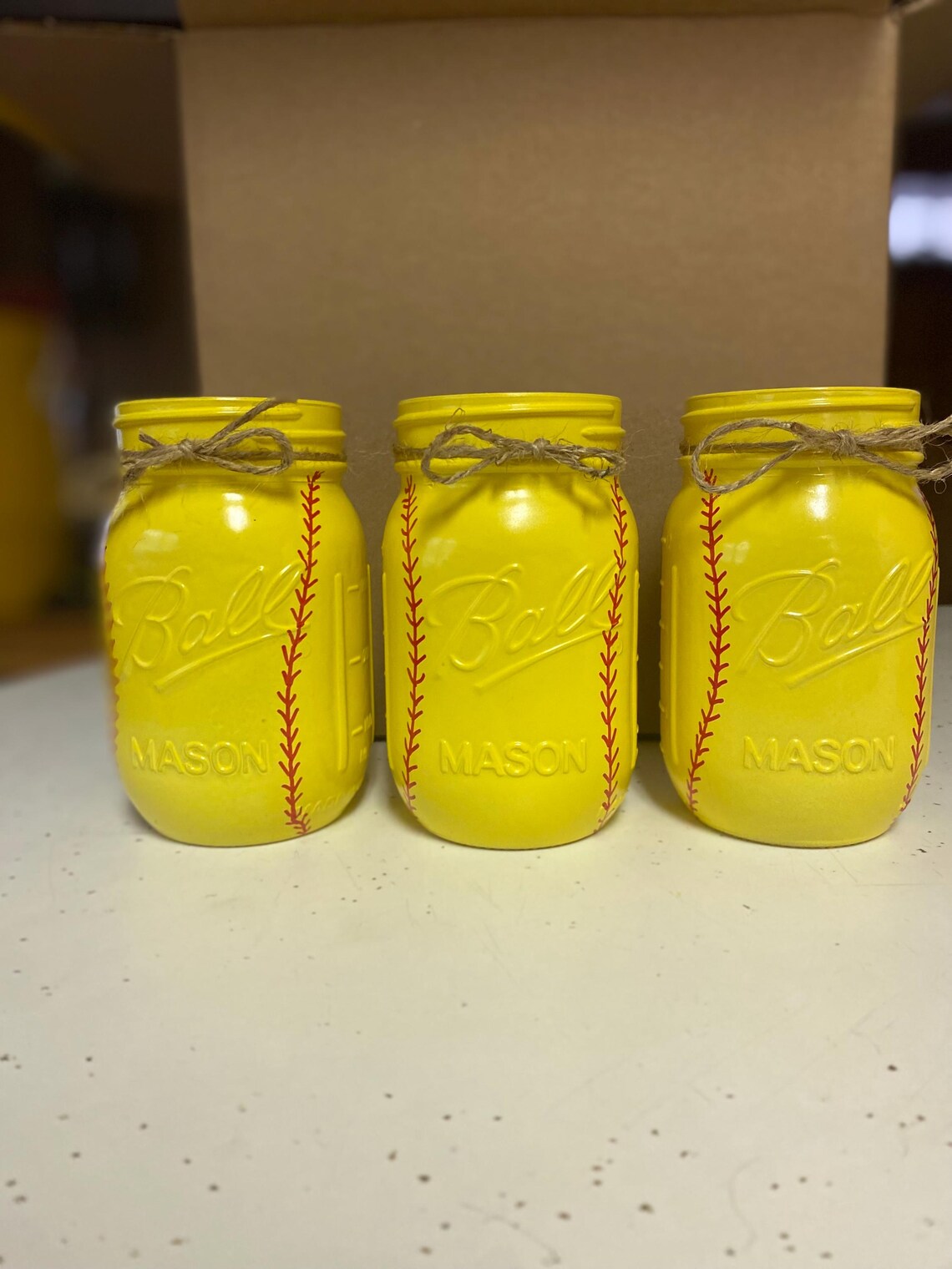 Softball Mason Jar Set - Etsy