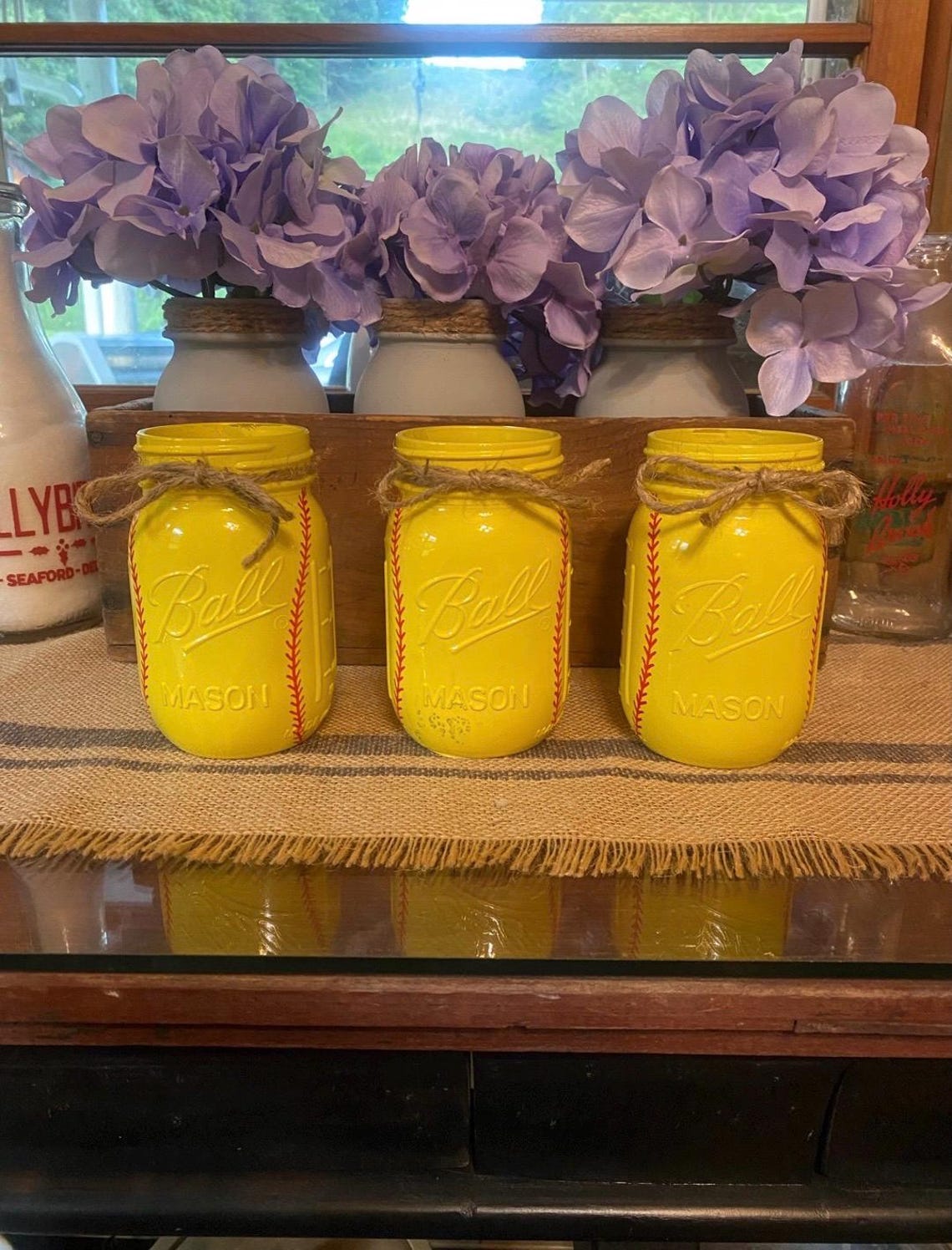 Softball Mason Jar Set - Etsy