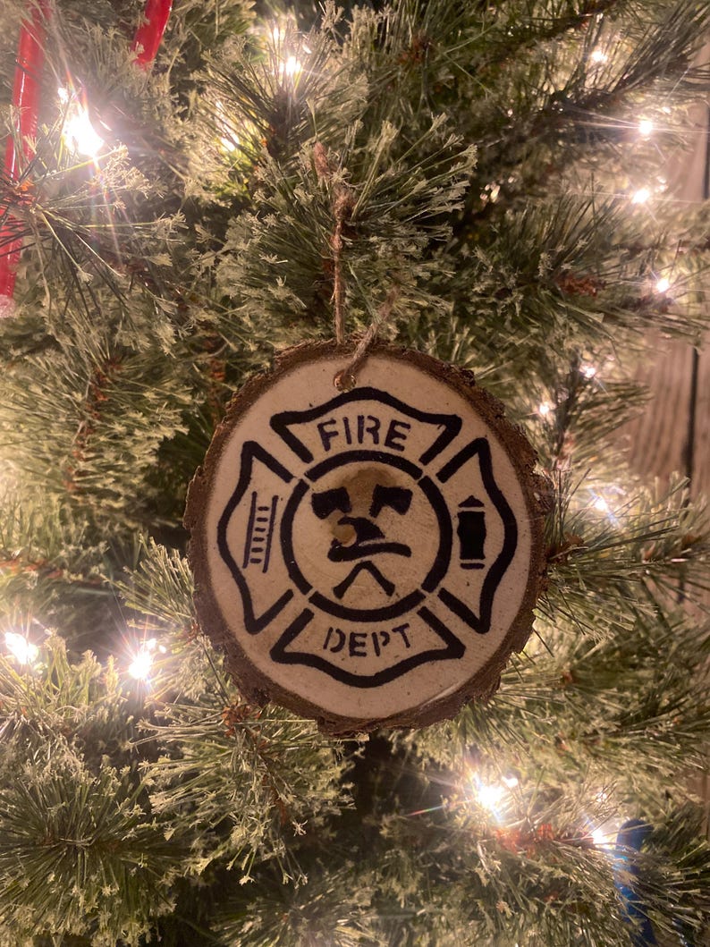Wooden Fire Department Ornament - Etsy