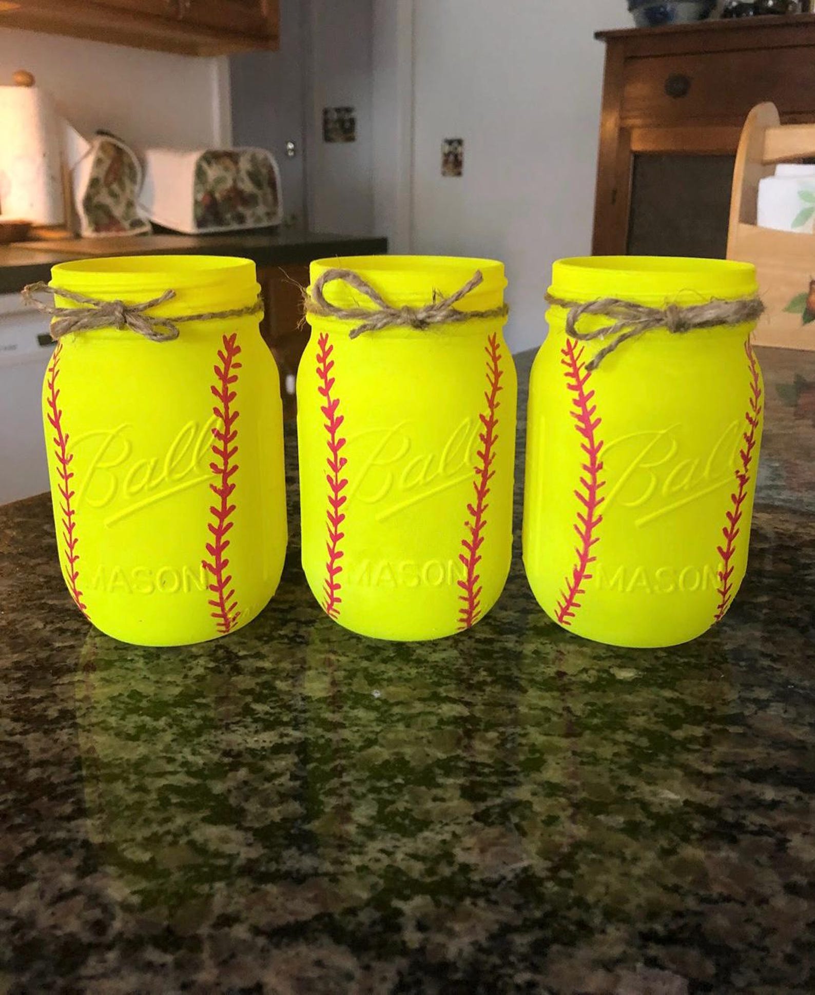 Softball Mason Jar Set - Etsy