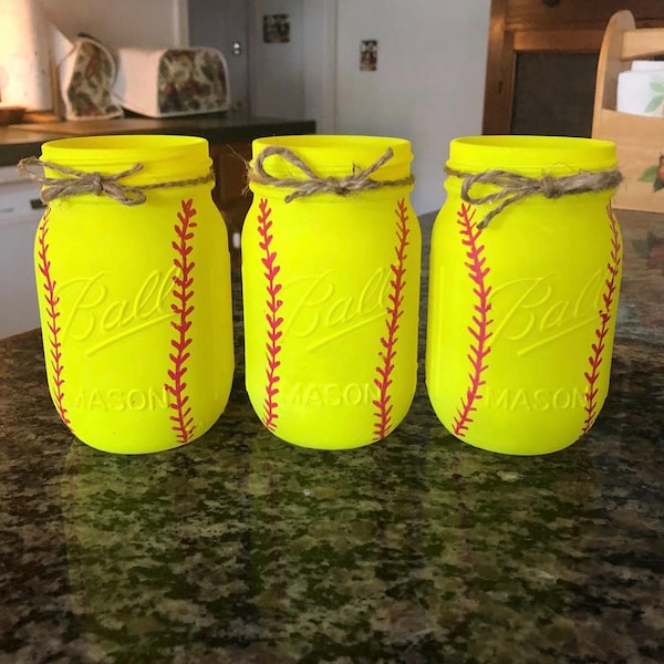 Baseball Mason Jar - Etsy