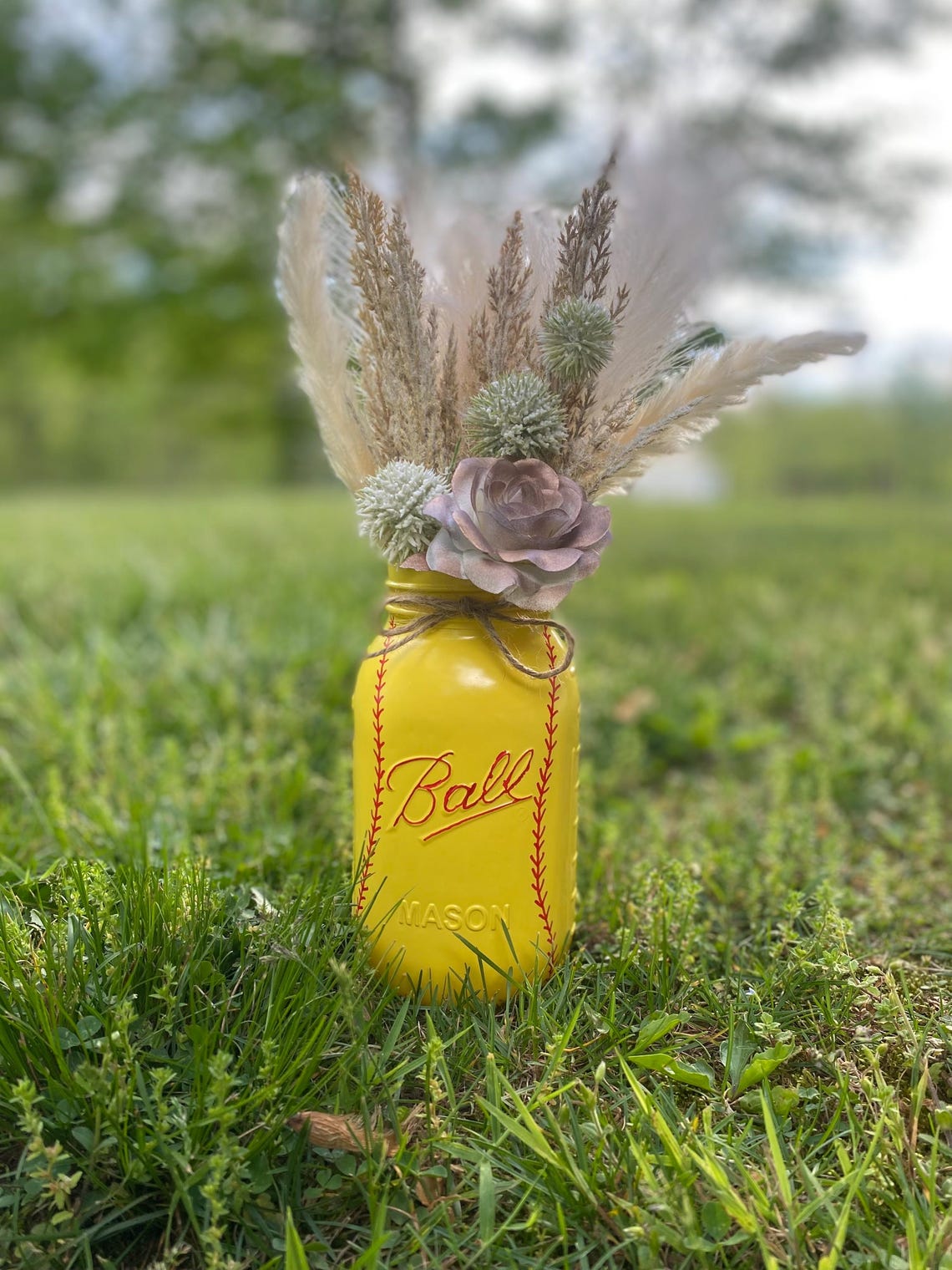 Softball Mason Jar Centerpiece (floral Not Included) - Etsy