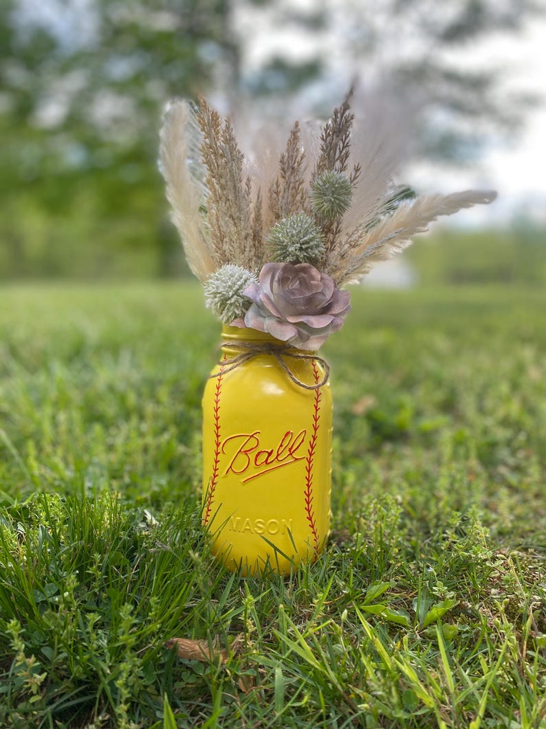 Softball Mason Jar Centerpiece - Etsy