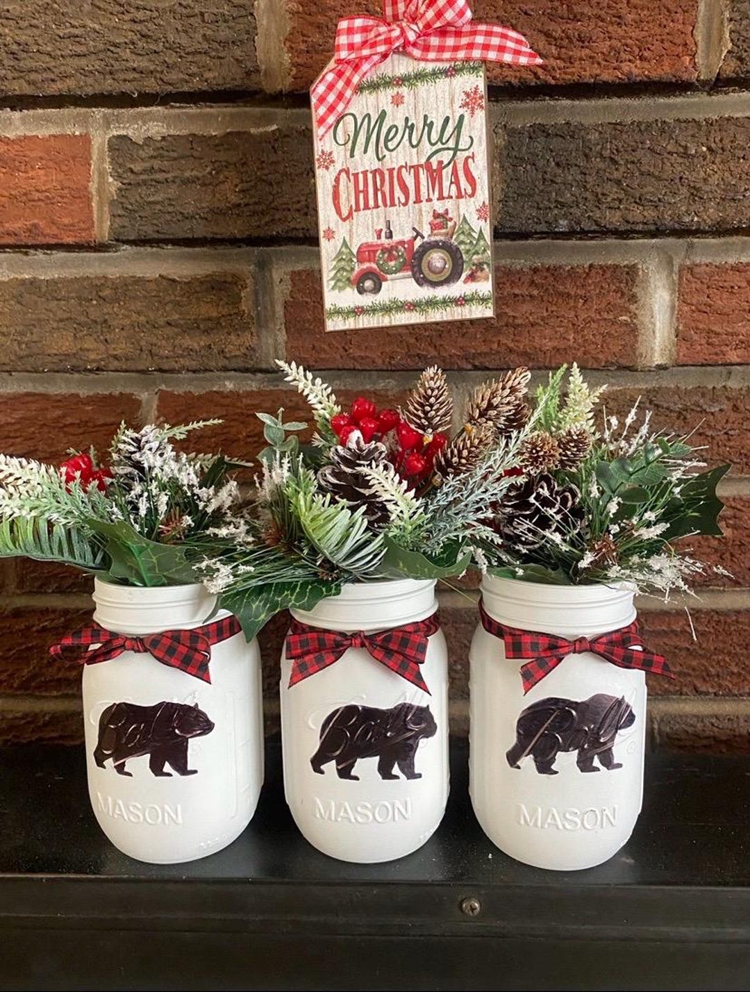 Christmas Bear Mason Jar Set - Etsy