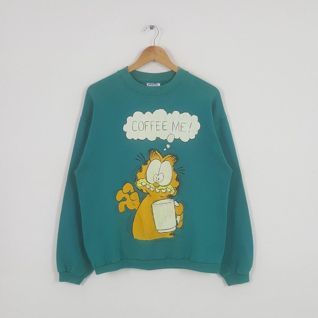 Vintage 90's Garfield Coffee Me American Cartoon Sweatshirt - Etsy