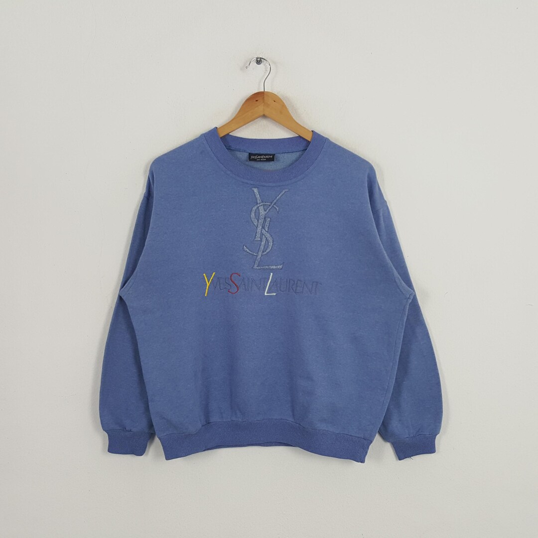 Vintage Yves Saint Laurent Embroidery YSL Logo Sweatshirt - Etsy