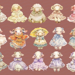 Farm Clipart Bundle: Watercolor Cute Baby Sheep |100 PNG| Card Making ...