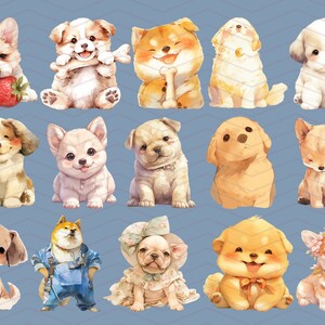 Pet Clipart Bundle: Watercolor Cute Baby Puppy |100 PNG| Card Making ...