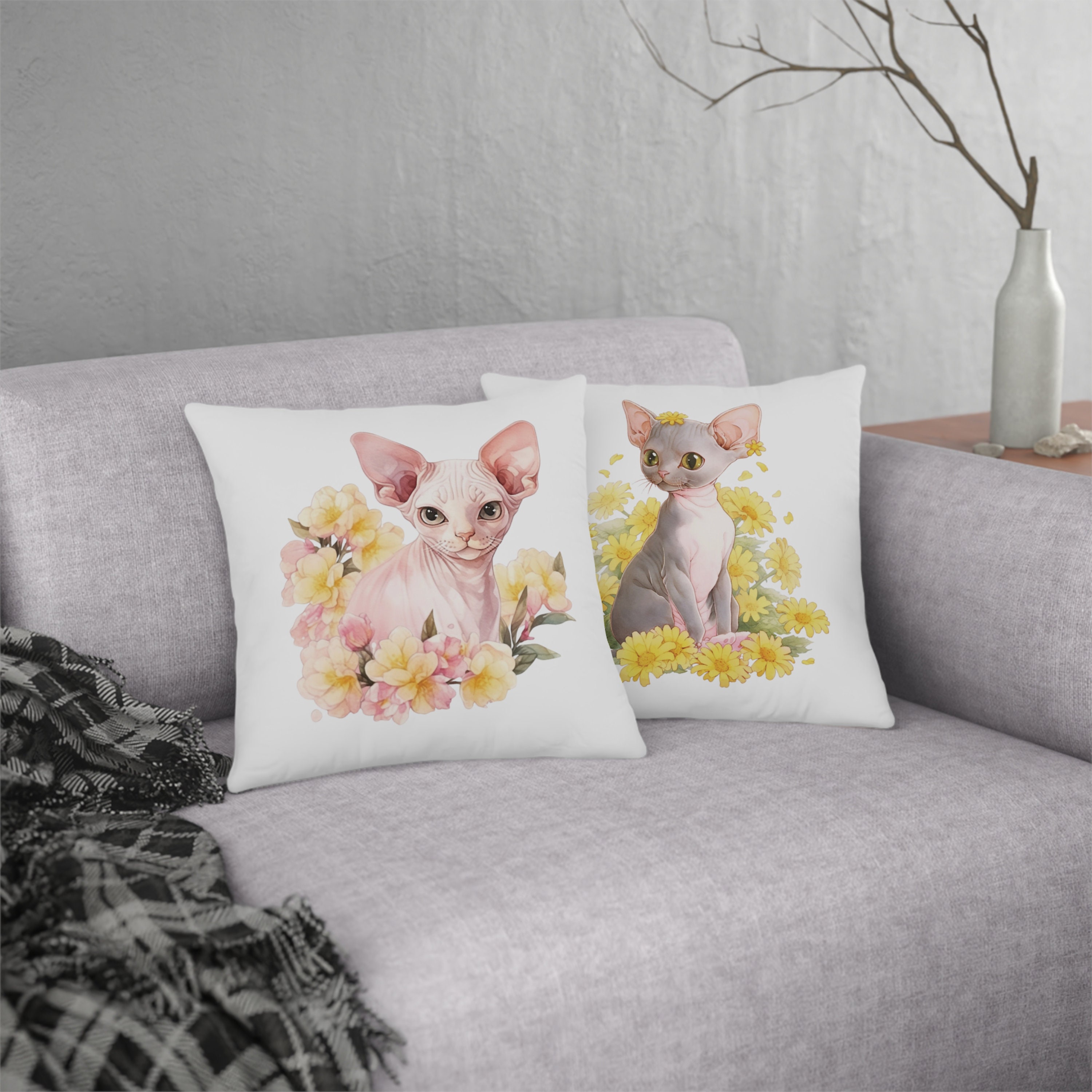 Kitten Clipart: Watercolor Floral Sphynx Cat20 PNG Card - Etsy