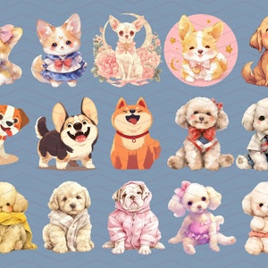 Pet Clipart Bundle: Watercolor Cute Baby Puppy |100 PNG| Card Making ...