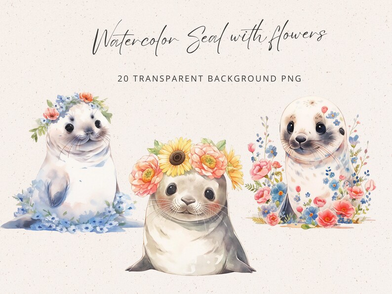 Seal Clipart: Watercolor Floral Seal |20 PNG| Card Making,printing ...