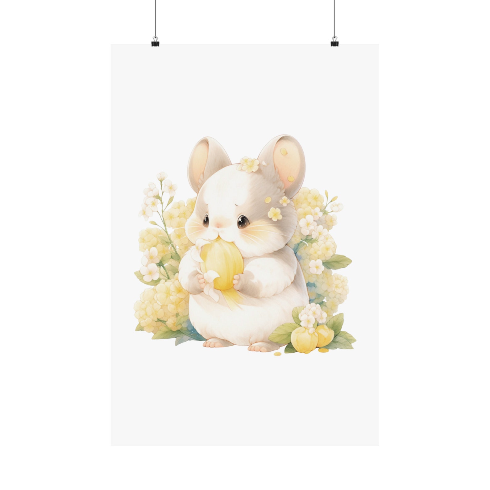 Chinchilla Clipart: Watercolor Floral Chinchilla |20 PNG| Card Making ...