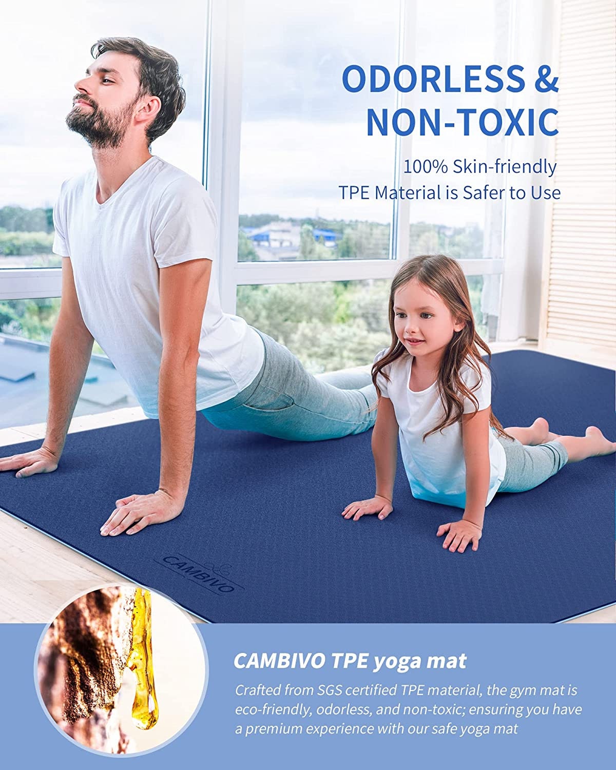 CAMBIVO Large Yoga Mat 6'x 4', Extra Wide Workout Mat for Men and Women ...
