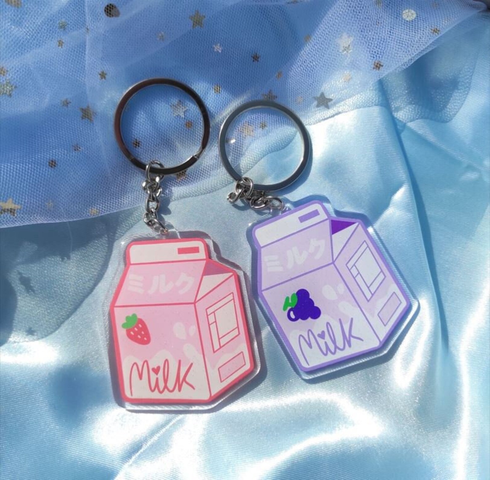 Kawaii Milk Keychain Strawberry Milk Keychain Kawaii - Etsy