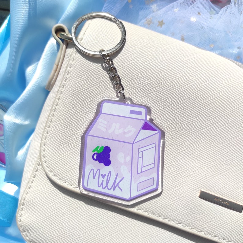 Kawaii Milk Keychain Strawberry Milk Keychain Kawaii Accessories Kawaii ...