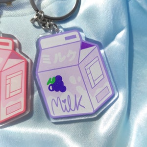 Kawaii Milk Keychain Strawberry Milk Keychain Kawaii Accessories Kawaii ...