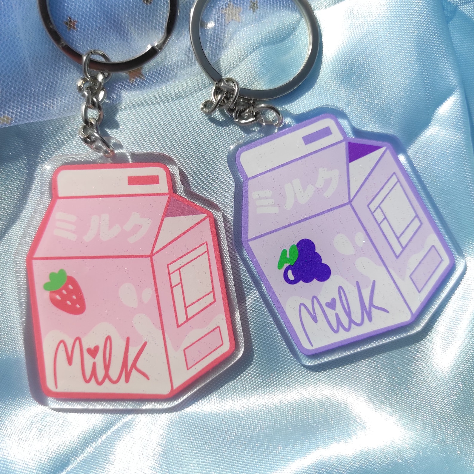 Kawaii Milk Keychain Strawberry Milk Keychain Kawaii - Etsy
