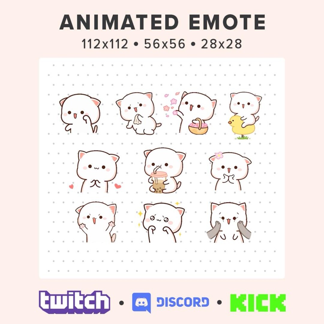 Kawaii Neko Animated Emotes Cute White Cat Emotes Youtube Twitch Kick ...