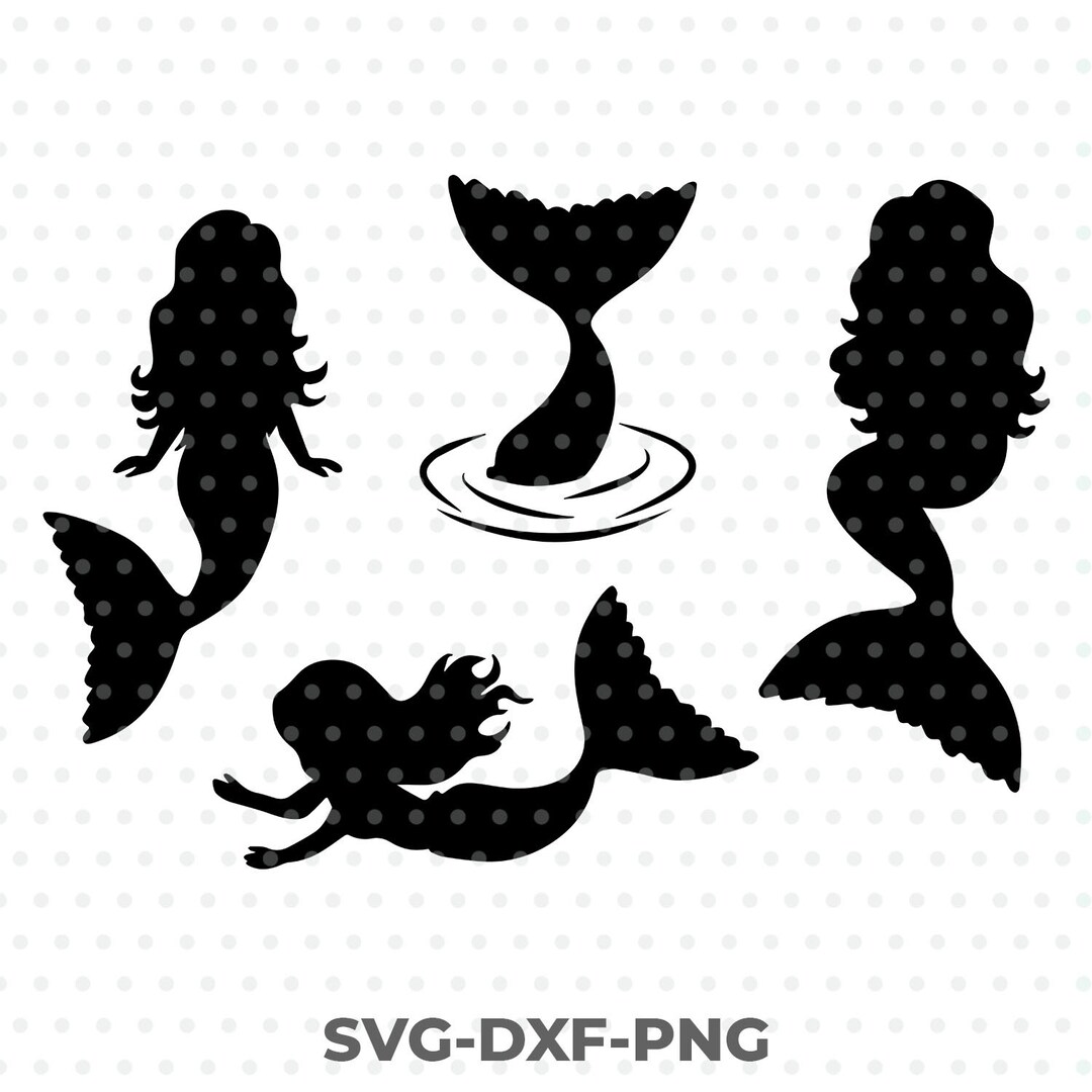 Mermaids Vector Pack SVG DXF PNG Clipart Transparent Background Ready ...