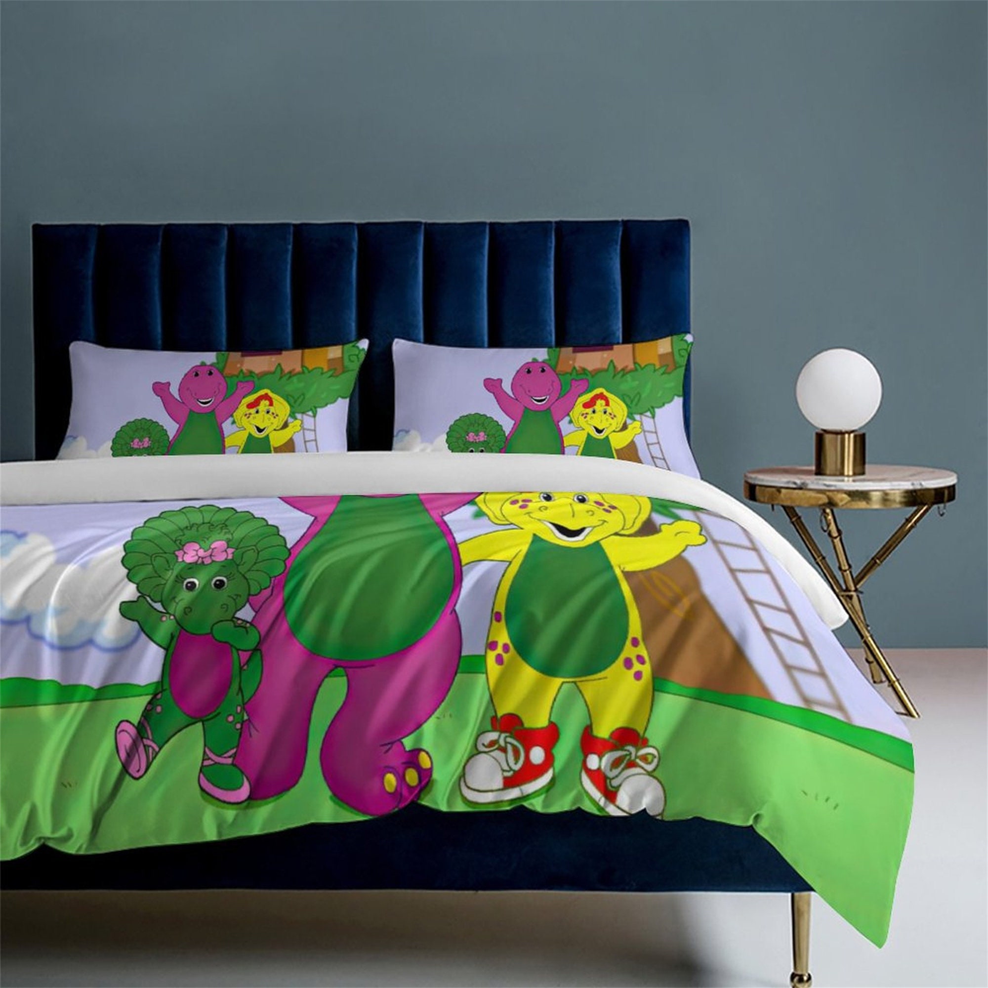 Barney & Friends Plaid Washable Cotton Matting Bedding Set sold by H m ...