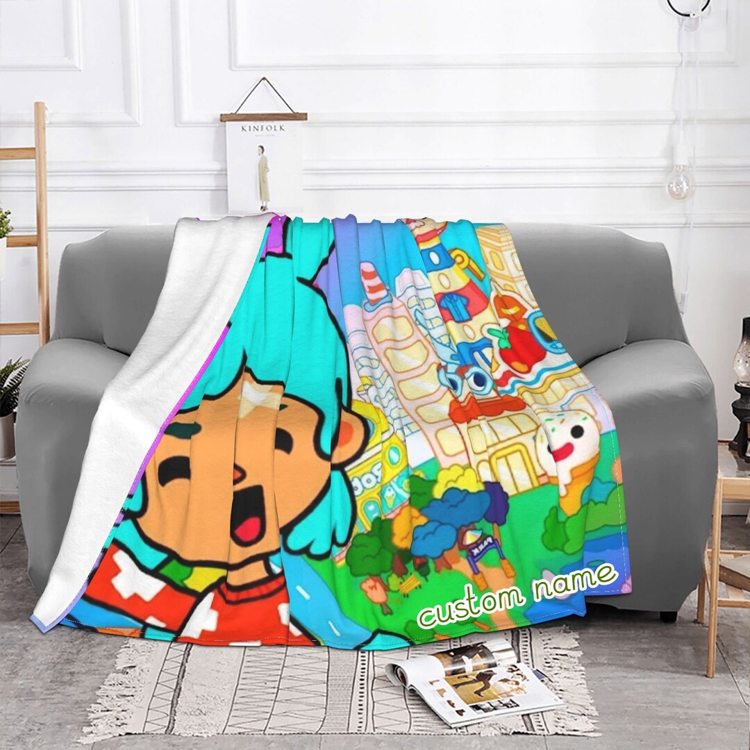 Toca Life World Custom Name Double Layer Blanket Kids and Adult Bedroom ...
