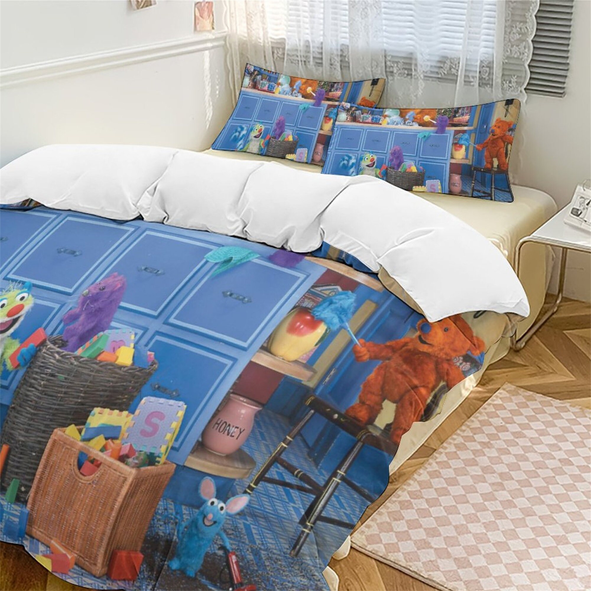 Disney Barney & Friends Plaid Washable Cotton Matting Bedding Set sold ...