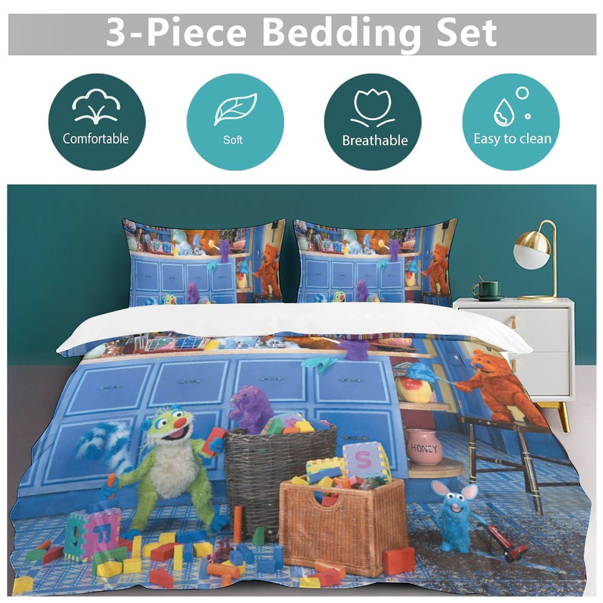 Disney Barney & Friends Plaid Washable Cotton Matting Bedding Set sold ...