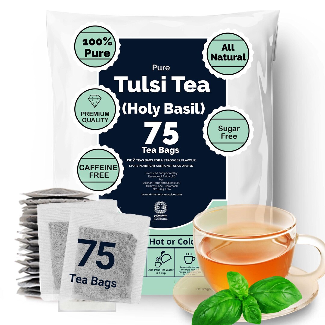 75 Holy Basil Tea Bags- Tulsi Leaf Tea for Mom, Pure Krishna Loose Leaf ...