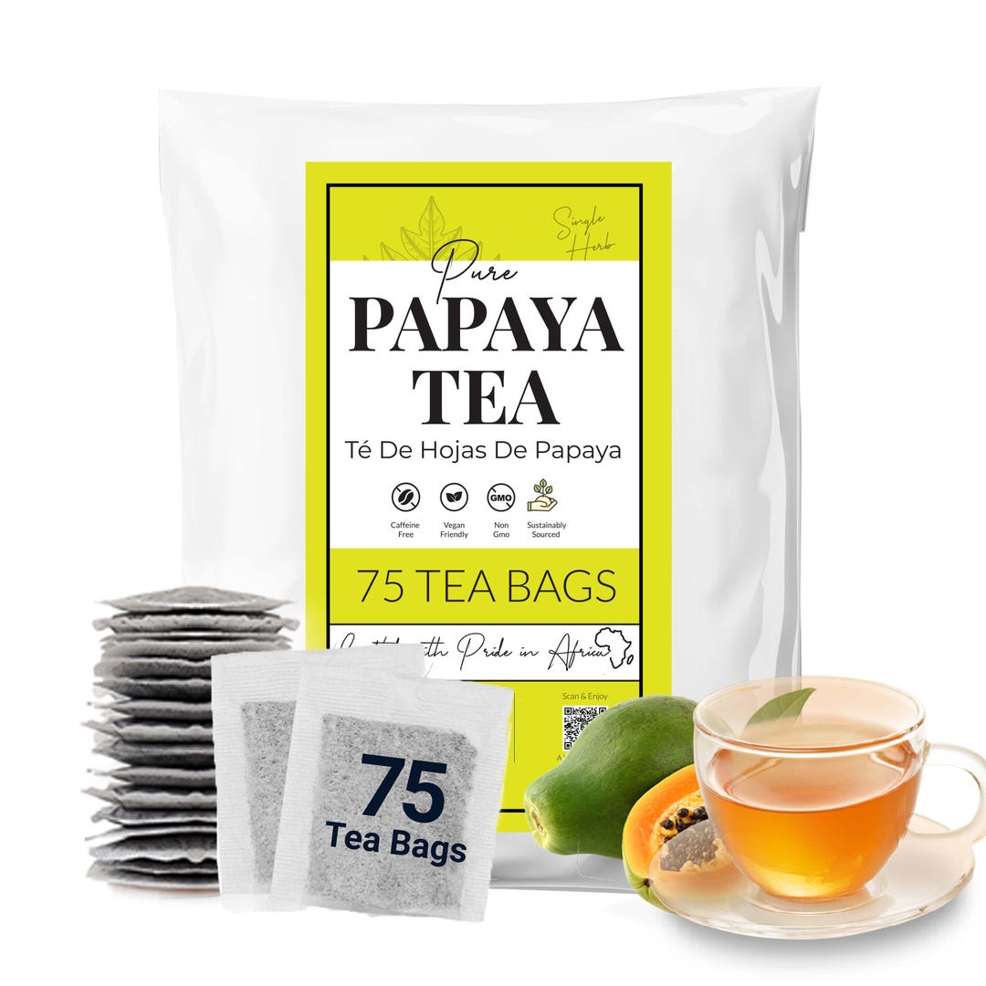 Pure Papaya Leaf Tea, 75 Tea Bags, Natural Papaya Tea, 100% Dried ...