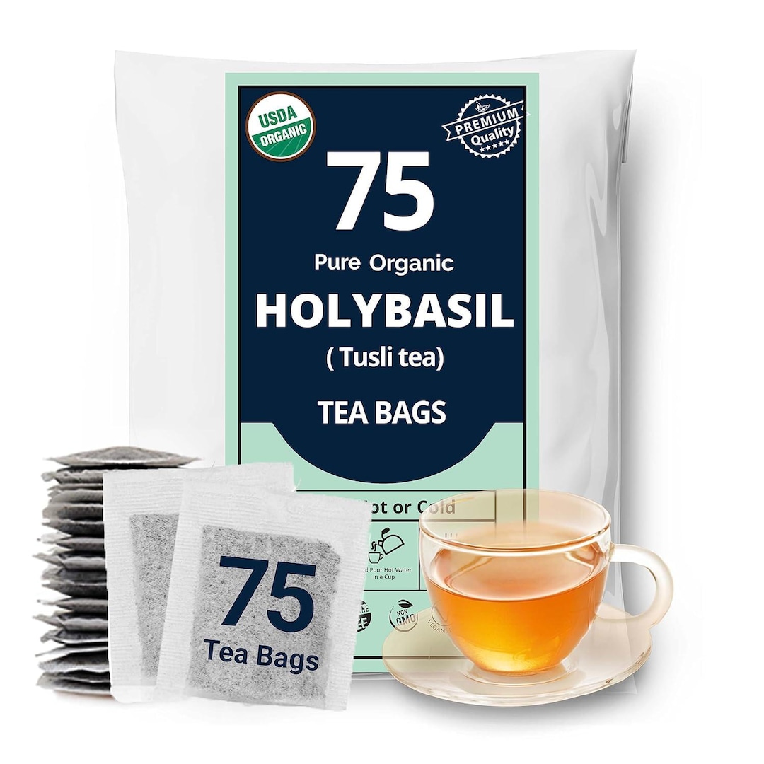 Holy Basil Tea, 75 Holy Basil Tea Bags, Krishna Holy Basil Leaf Tea ...
