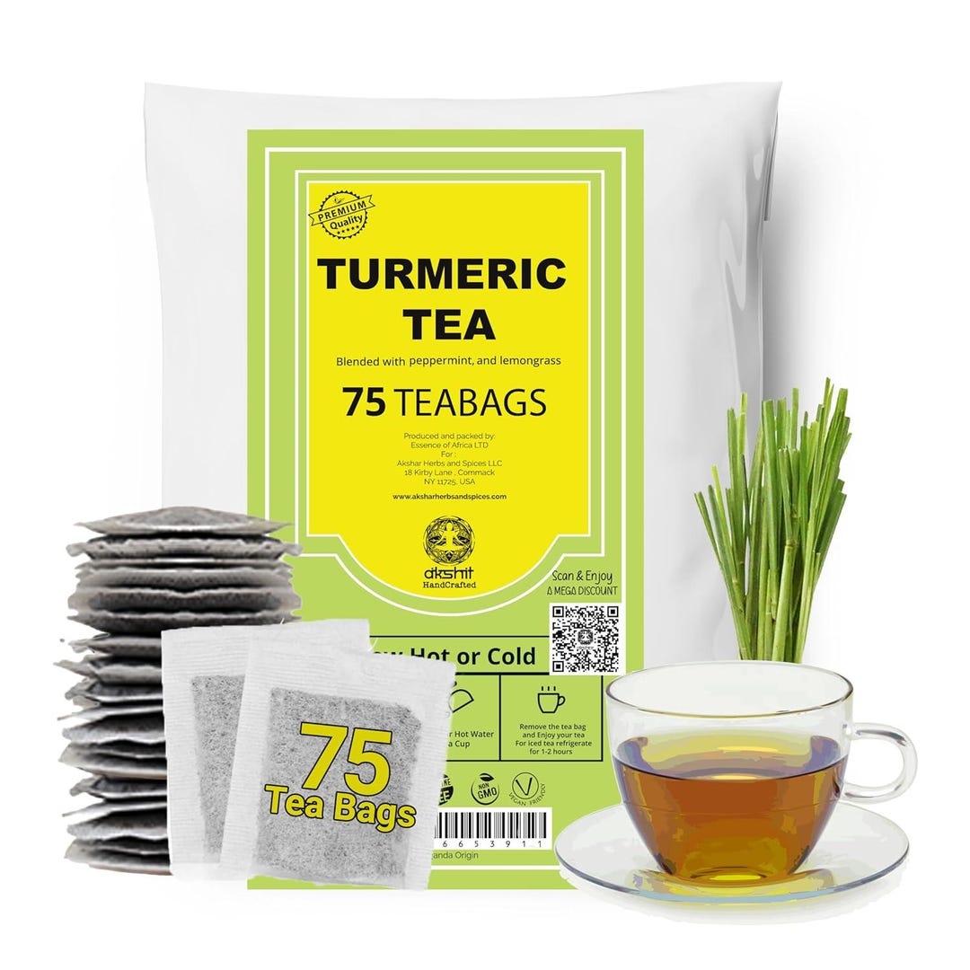 75 Turmeric Tea Bags, Turmeric Tea Blend, Turmeric Tea With Black ...