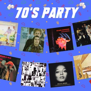 70s Party Banner - Printable Classic 70s Album Covers - Retro 1970s ...