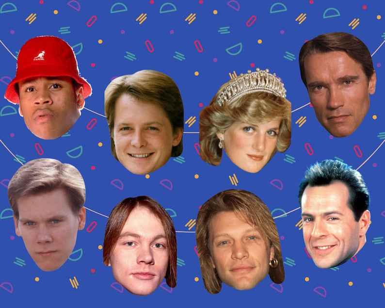 80s Icons Party Banners & Head Cutouts - Printable Vintage Celebrities ...