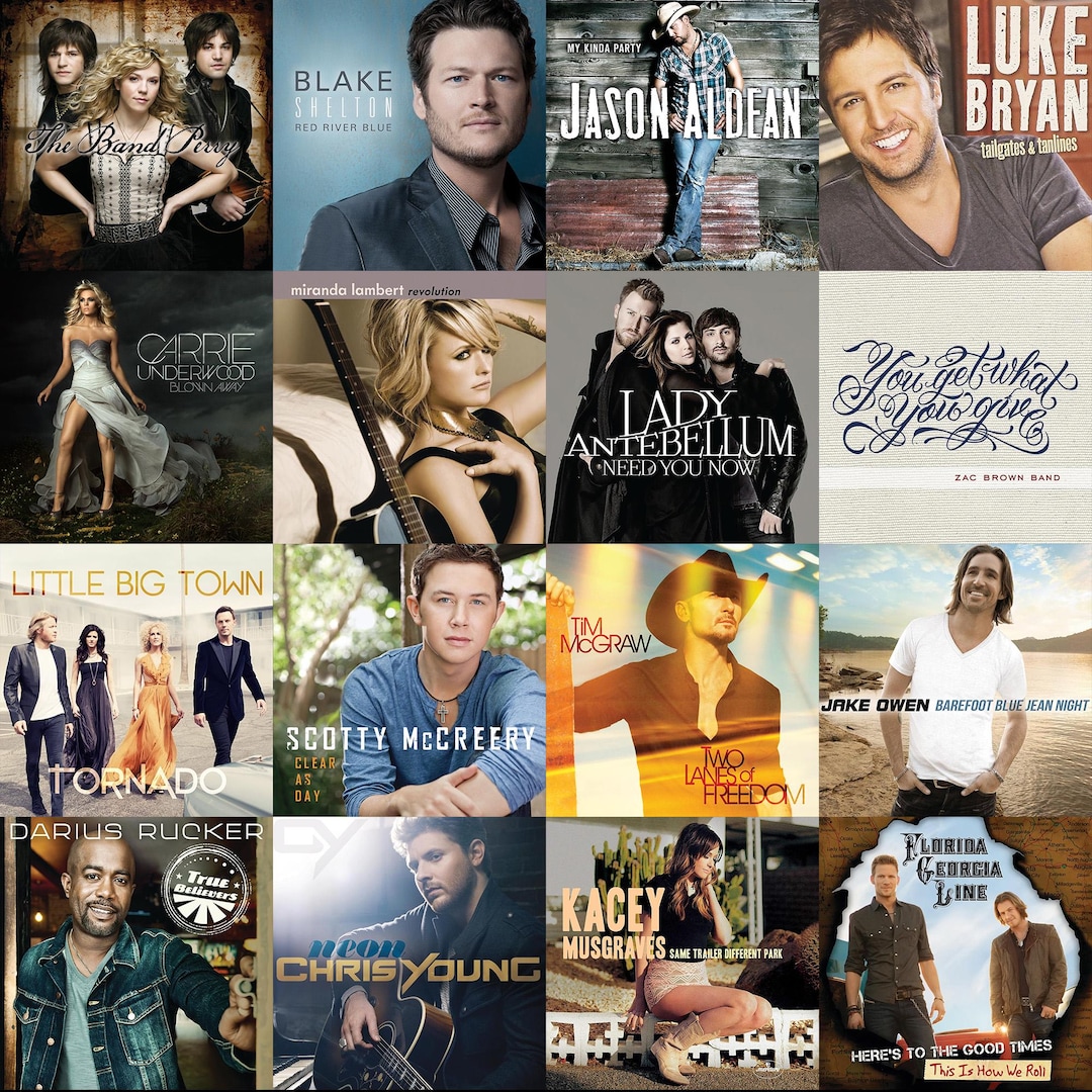 2010s Country Album Covers – Country Music Printable Pack – 4.75" X 4. ...