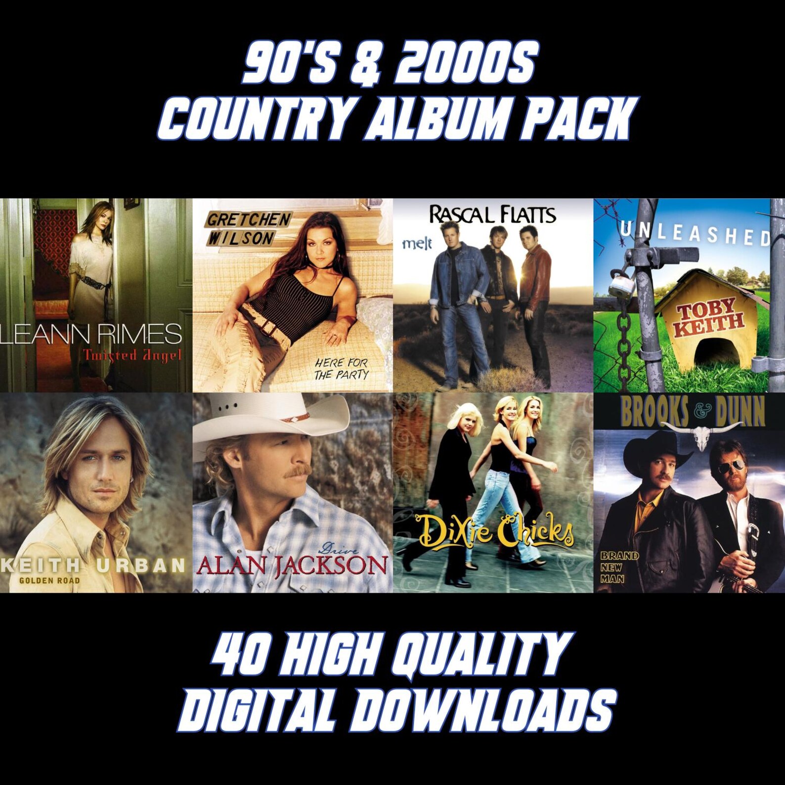 90s & 2000s Country Album Pack - Country Party Banner - Country Music ...