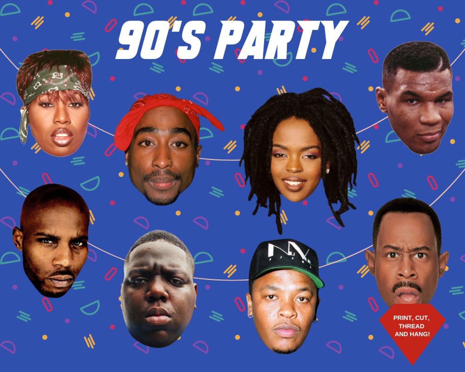 90s Icons Banner - 90s Party Decorations - 90s Rap Supplies - 90s ...