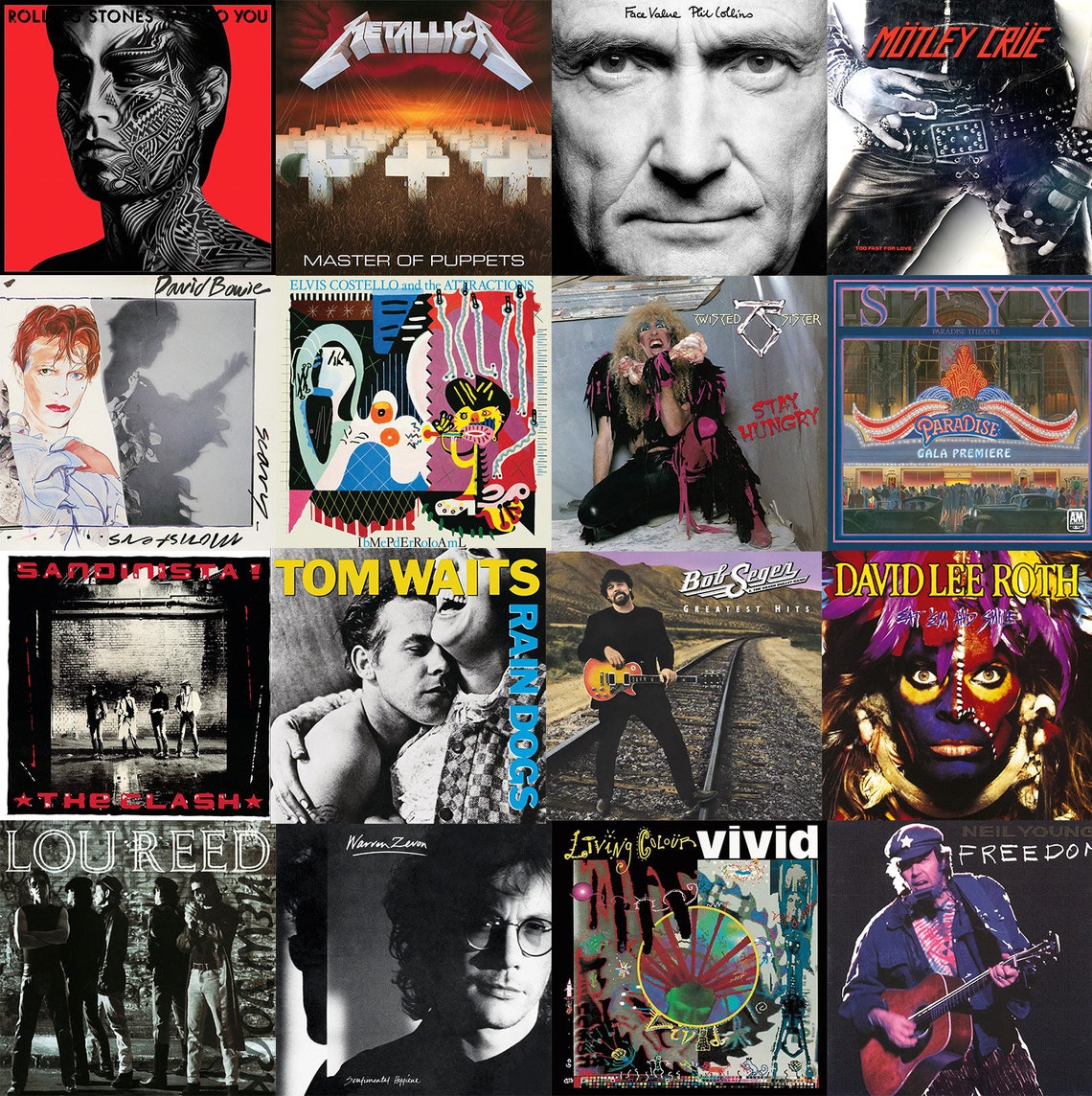 Classic 80's Rock Album Cover Art Collage Kit (DIGITAL DOWNLOADS) 100 ...