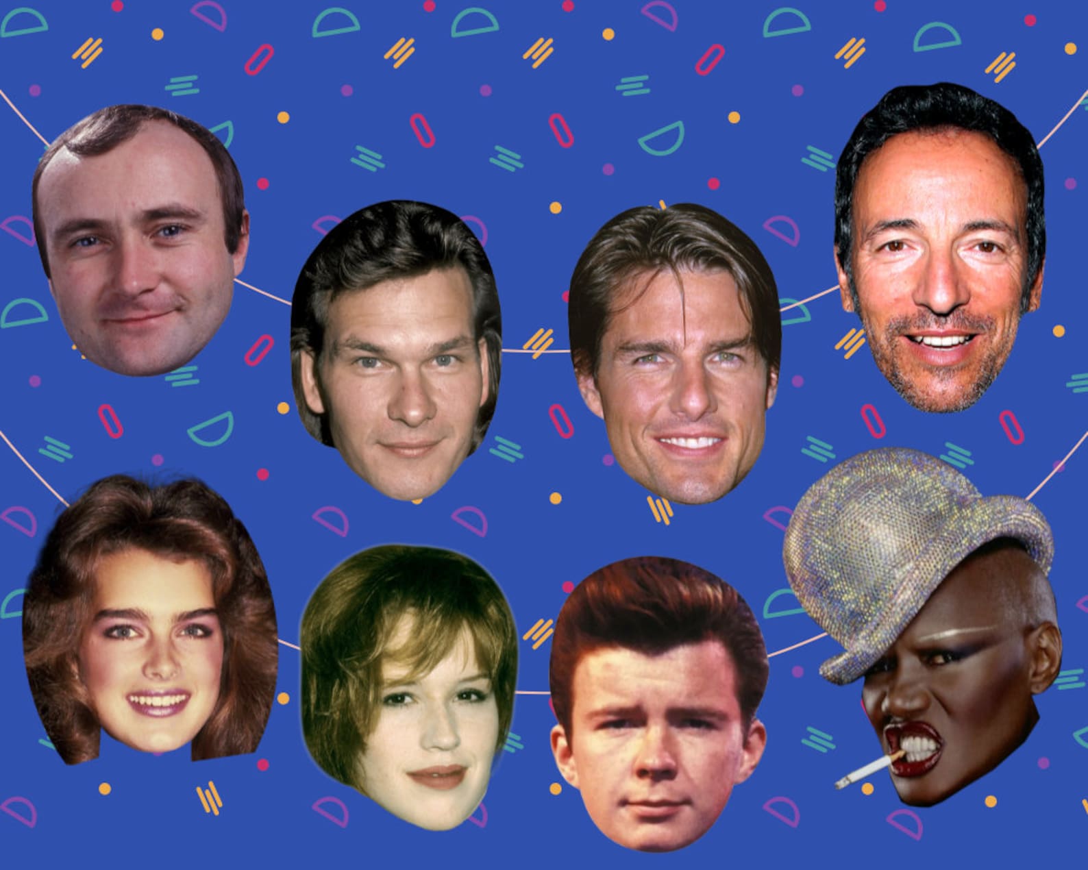 80s Icons Party Banners & Head Cutouts - Printable Vintage Celebrities ...