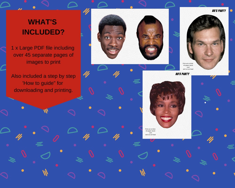 80s Icons Party Banners & Head Cutouts - Printable Vintage Celebrities ...
