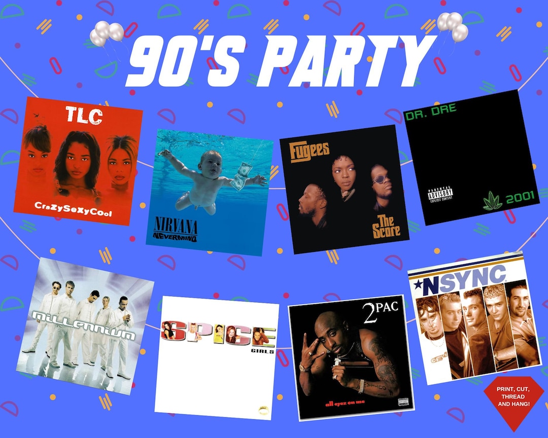 90s Album Covers Party Banner - 90s Decorations - 90s Birthday Supplies ...