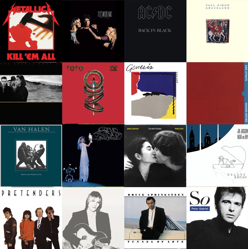 Classic 80's Rock Album Cover Art Collage Kit (DIGITAL DOWNLOADS) 100 ...