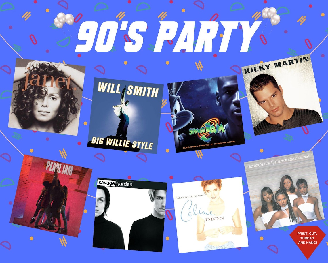90s Album Covers Party Banner - 90s Decorations - 90s Birthday Supplies ...