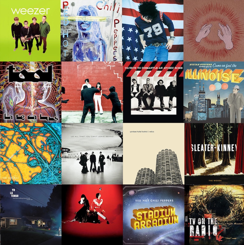 Classic 2000s Rock Album Cover Art Collage Kit Digital Downloads 50