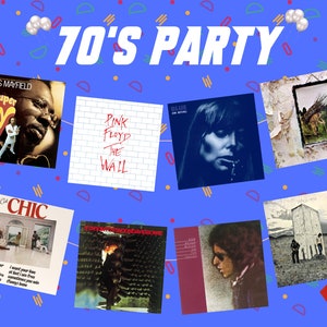 70s Party Banner - Printable Classic 70s Album Covers - Retro 1970s ...