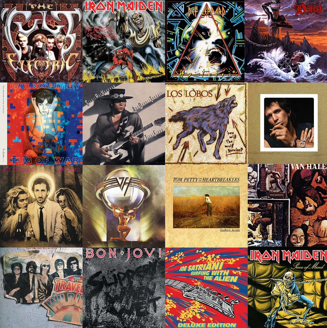 Classic 80's Rock Album Cover Art Collage Kit (DIGITAL DOWNLOADS) 100 ...