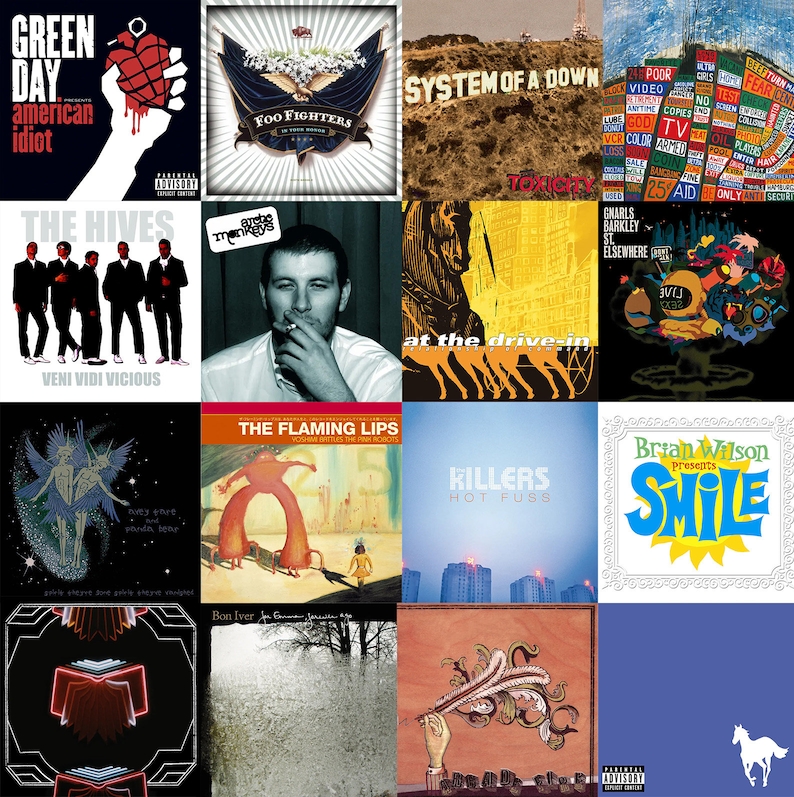 Classic 2000's Rock Album Cover Art Collage Kit DIGITAL DOWNLOADS 50 Pieces, 3000 X 3000 Px ...