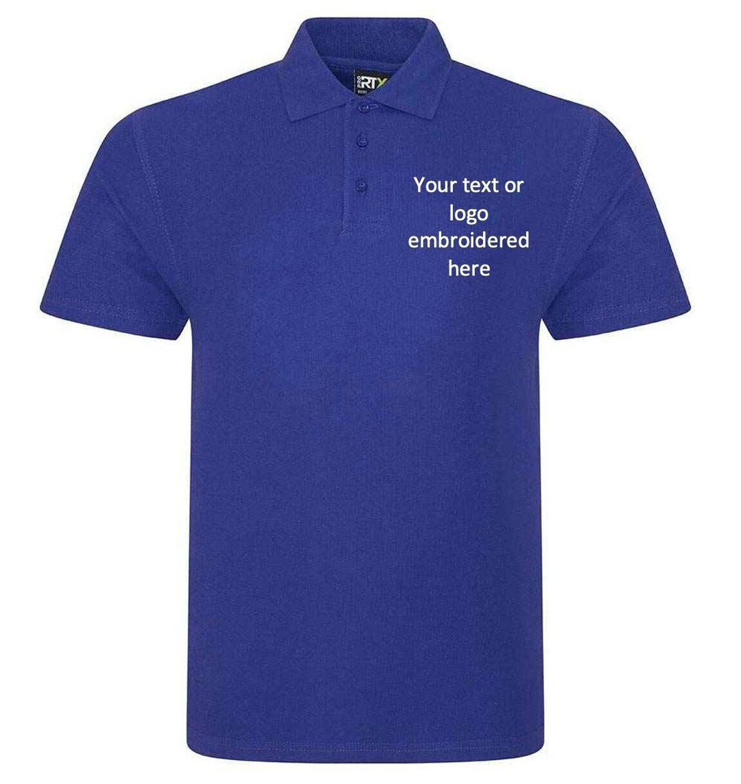 Personalised Polo Shirt - Your Text or Logo - 19 Colours to Choose From ...