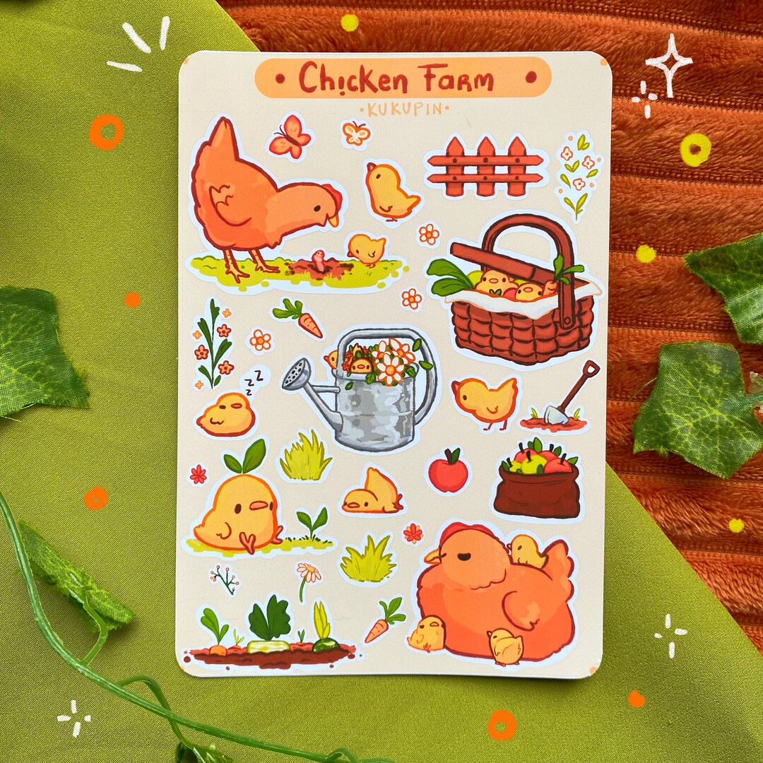 Chicken Farm Sticker Sheet Handmade A5 Sticker Sheet Cute - Etsy