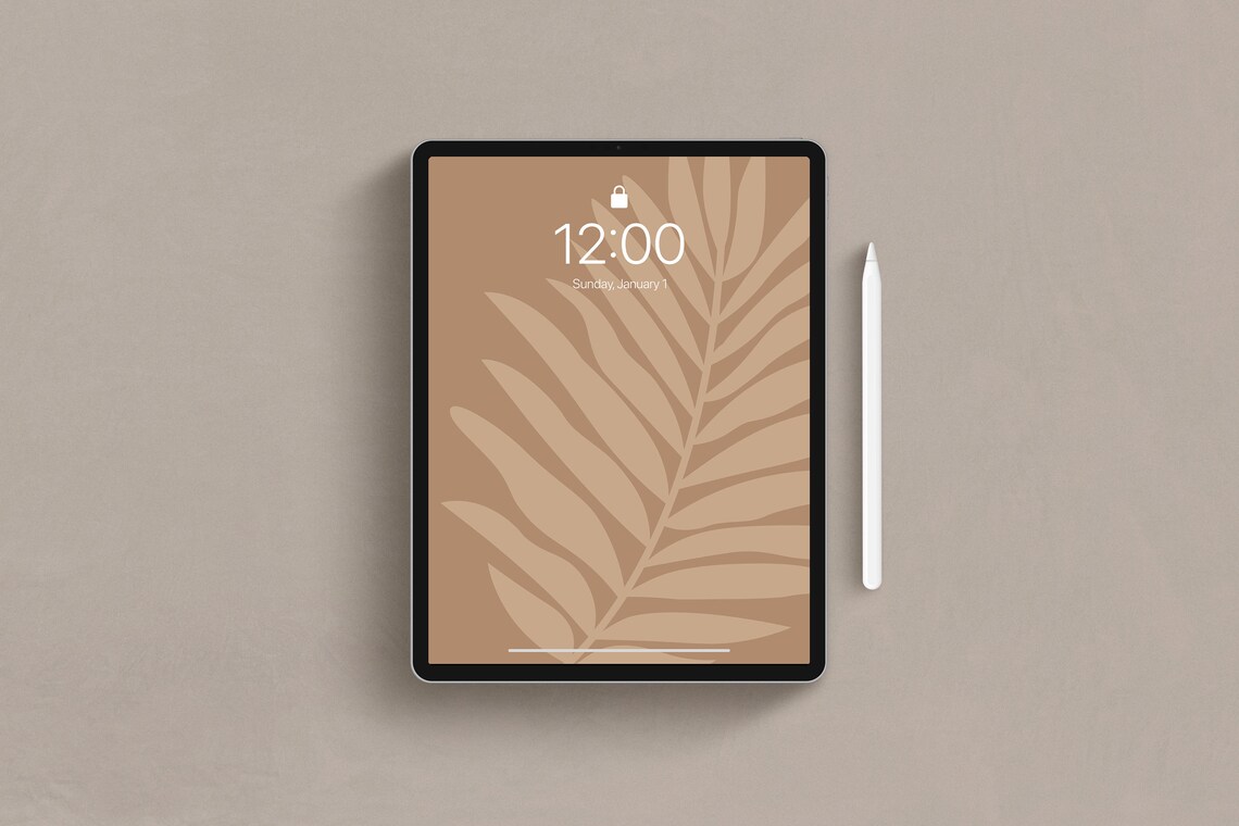 Neutral Leaf Background for Ipad, Aesthetic Wallpaper for Ipad, iPad ...